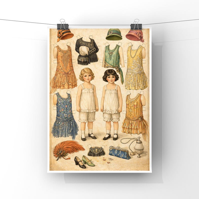 1920s Paper Dolls, Instant Download Digital Ephemera Page, Flapper ...