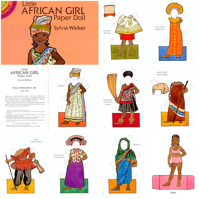 Vintage Paper Doll, Little African Girl Wardrobe Paper Game, Old ...