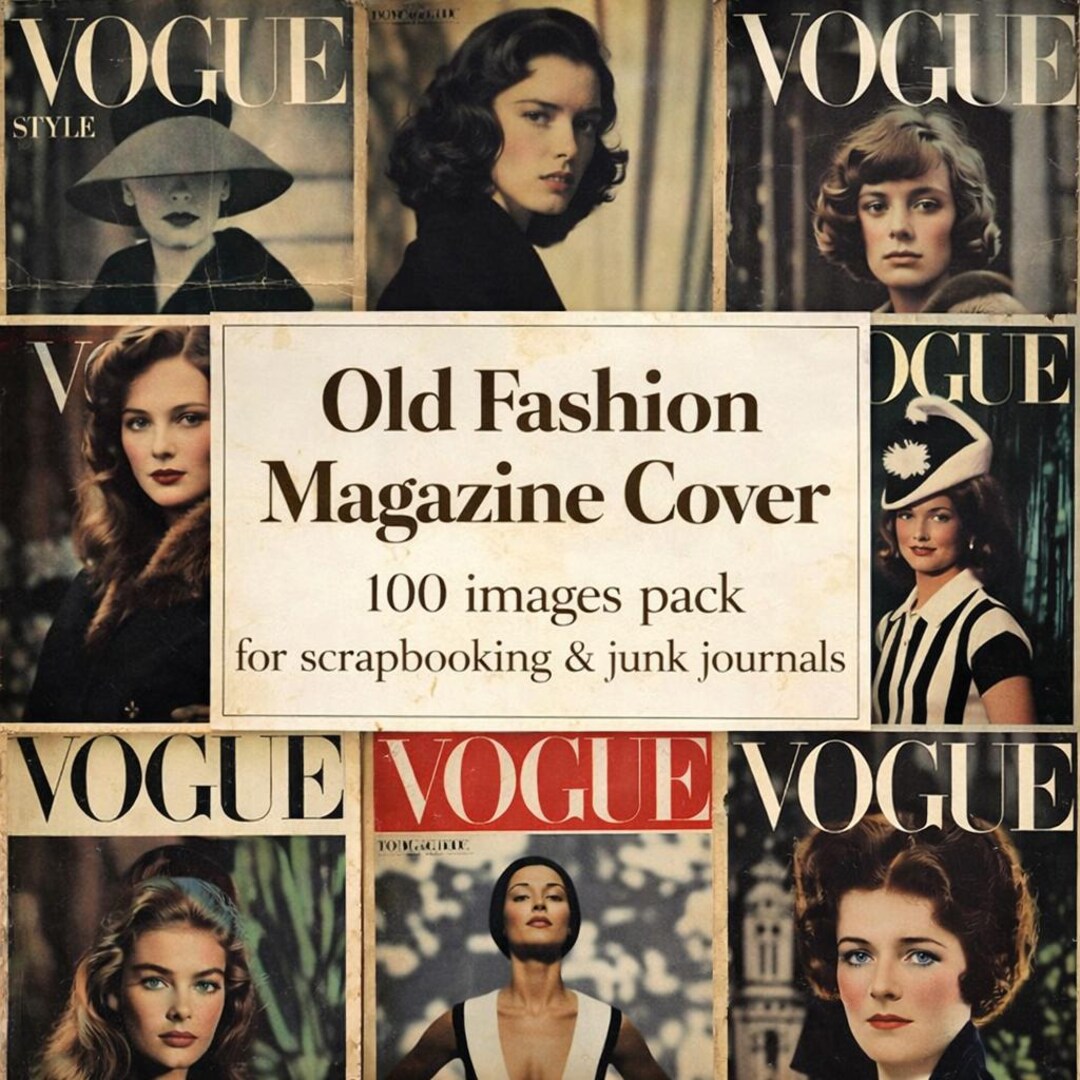 Old Fashion Magazine Cover Vintage Retro Magazines Style Ephemera Pages ...