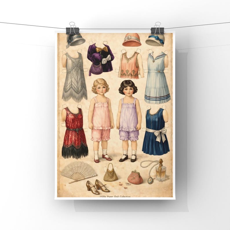1920s Flapper Paper Dolls Set, Vintage 1920s Fashion Paper Dolls ...