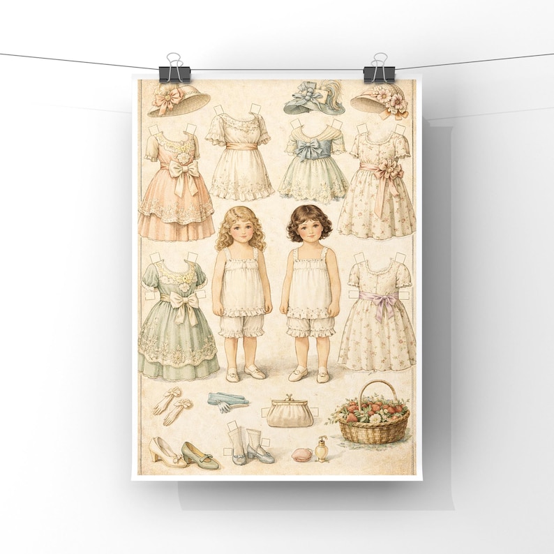 French Antique Paper Dolls Inspired by Belle Époque Fashion, Elegant ...