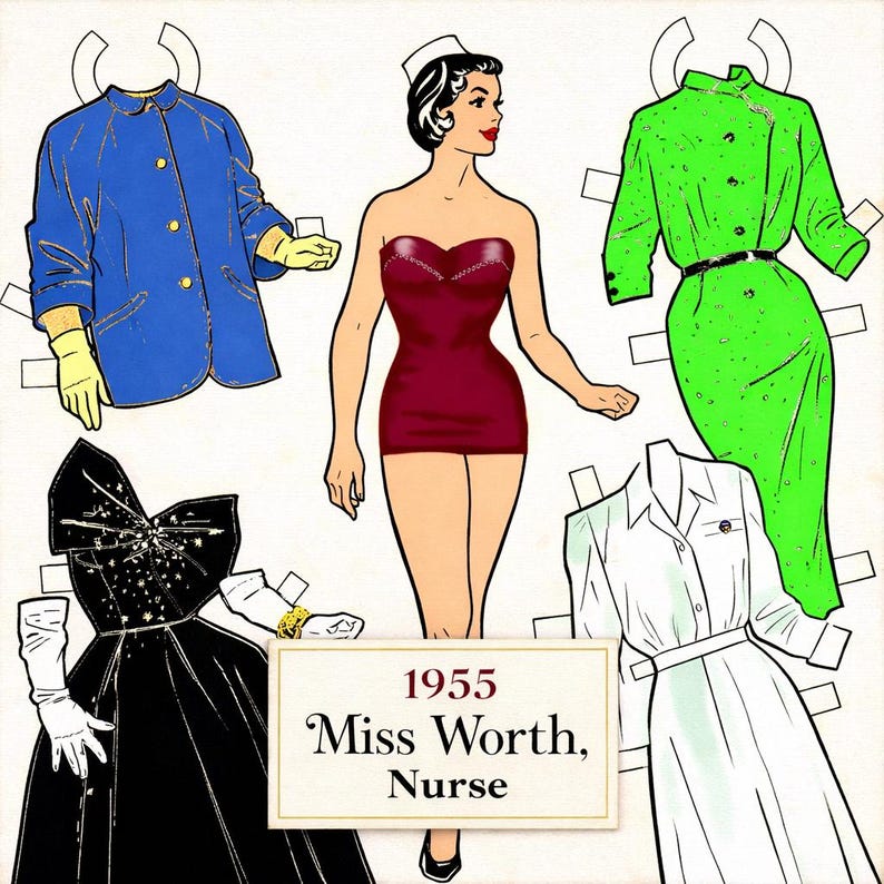 Vintage Paper Doll 1955 Vintage Career Girl Paper Dolls Pack 5 Pcs Old ...