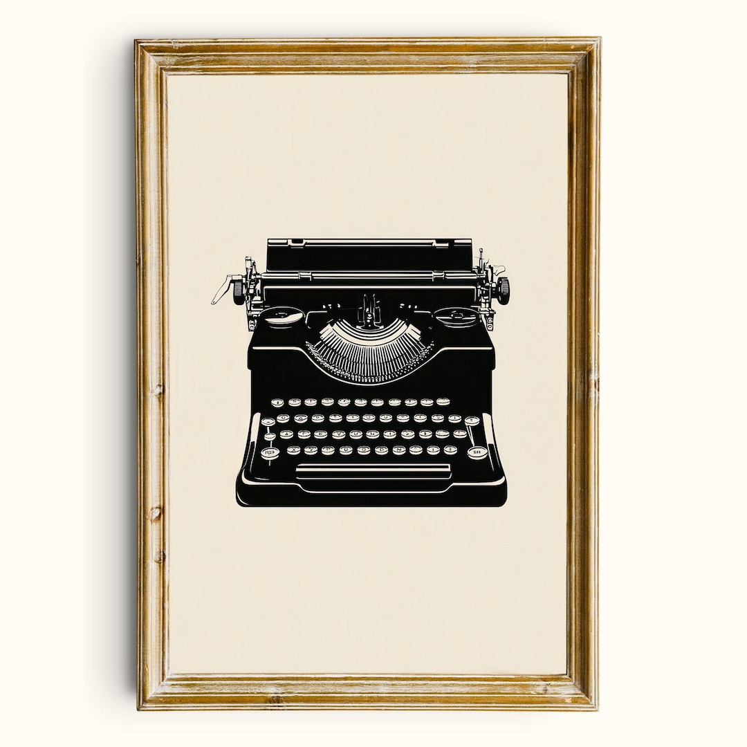 Vintage Typewriter Print | Retro Writer Wall Art | Minimalist Literary ...