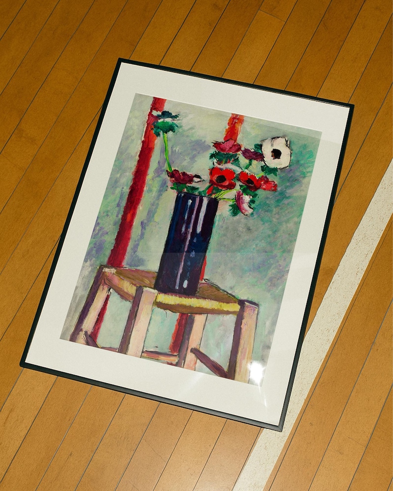 Vintage Anemone Flower Still Life Print in Moody Dark Vase (digital ...