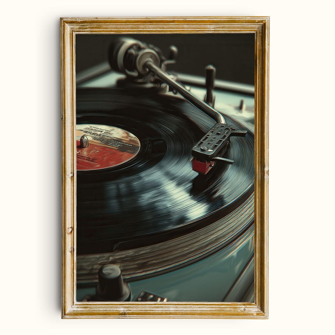 Vintage Record Player Print | Moody Music Room Wall Art (digital ...