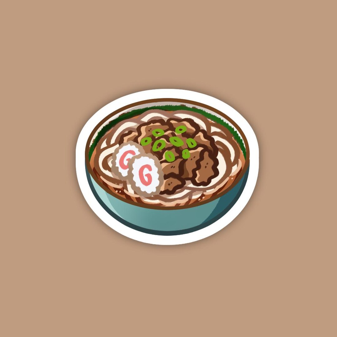 Beef Udon, Niku Udon | Cute Japanese Food Waterproof Vinyl Die Cut ...