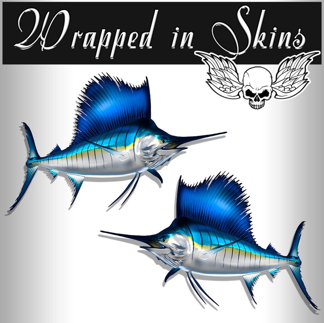 Sailfish Decals Fishing Stickers Indoor Outdoor Vinyl Graphic Die Cut ...