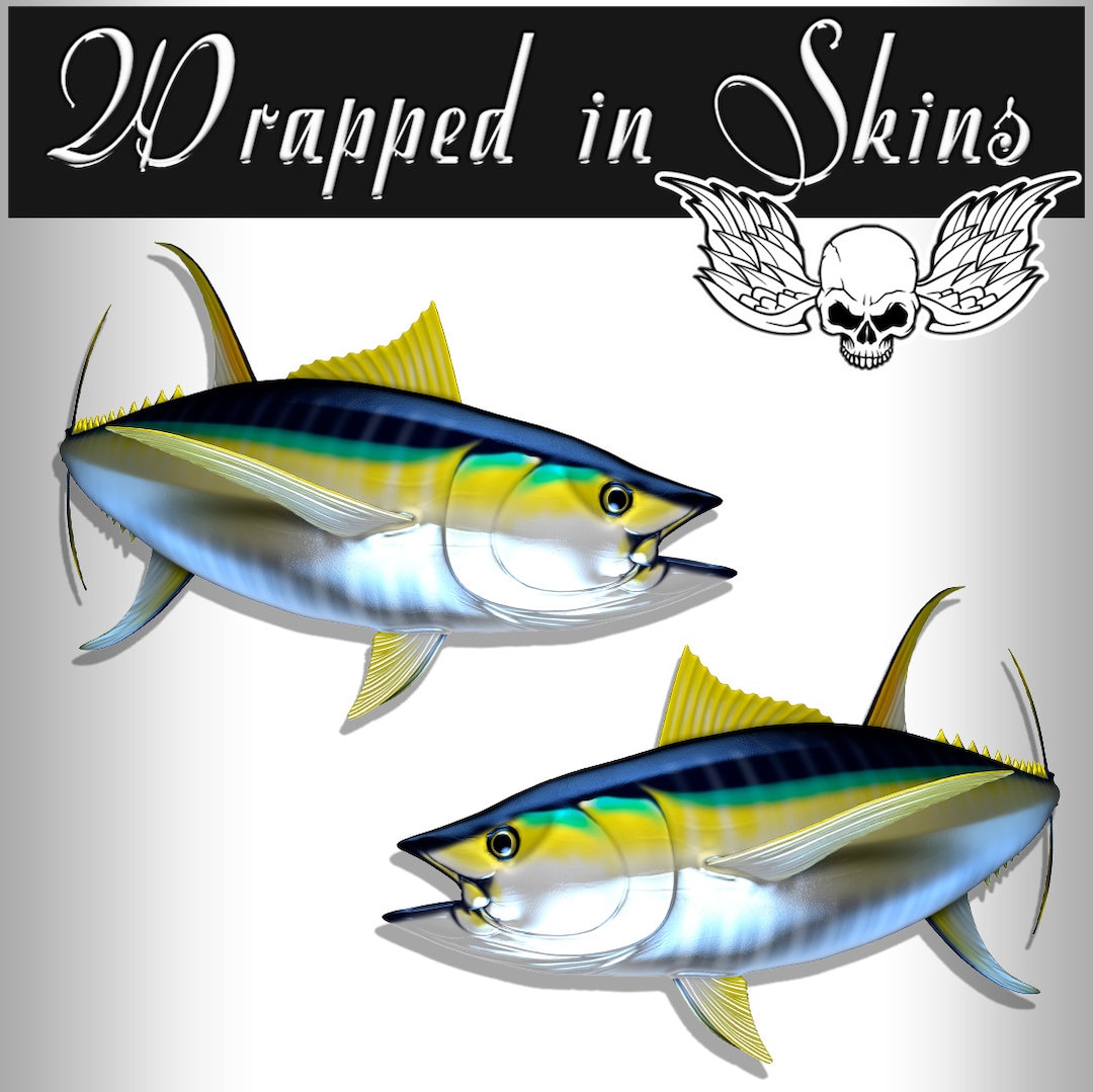 24" Yellowfin Tuna Fish RV Decals - Boat Graphics - Set of 2 Mirrored ...