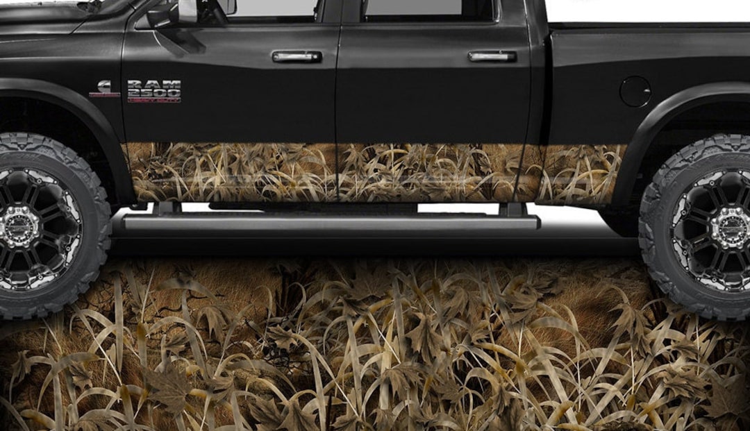 Rocker Wrap Truck Side Decals Grassland Camo Vinyl Graphic Wrap Kit ...