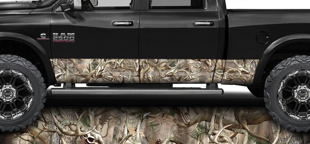 Camouflage Buck Skull Rocker Panel Graphic Decal Wrap Kit Truck Hunting ...