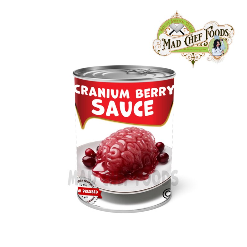 FUNNY Cranium Berry Sauce Can Labels Stocking Stuffer Joke Gag Gift ...