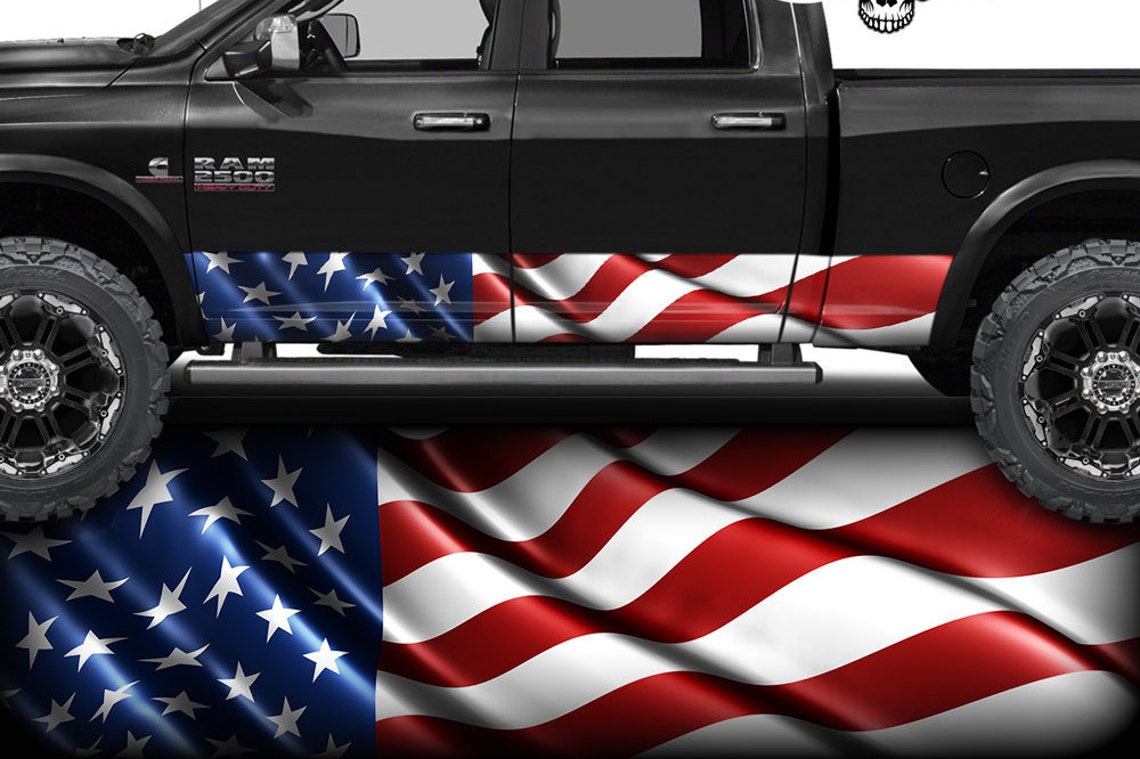 American Flag Rocker Wrap Truck Accessory Rocker Decals Truck Compact ...
