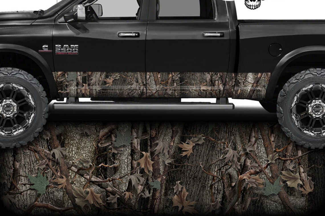 Truck Accessories MATTE Rocker Panel Graphic Decal Wrap Camo Oak Ambush ...