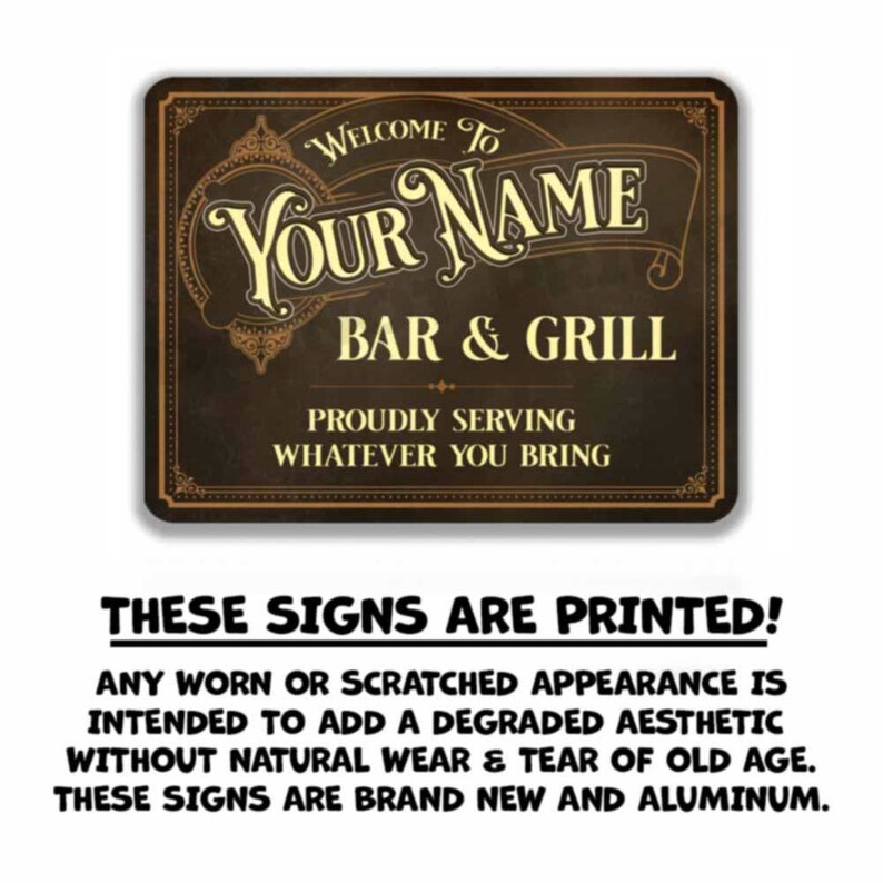 Personalized Vintage Bar and Grill - Metal Tavern Sign Custom Metal ...