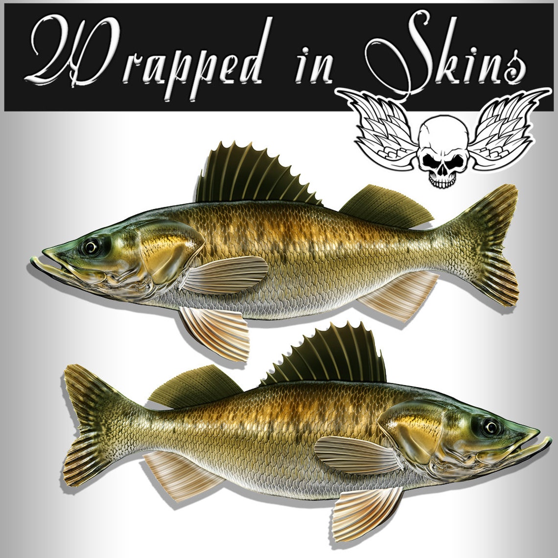 24 Walleye Fish RV Decals Boat Graphics Set of 2 Mirrored Vinyl ...