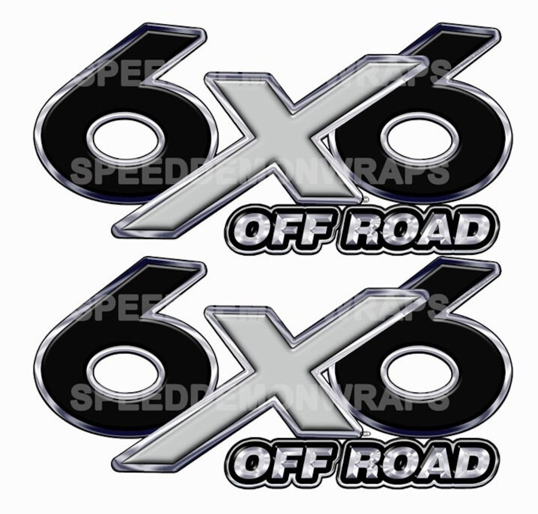 6x6 off Road Truck Bed Decals BLACK W/ Chrome X - Set of 2 Vinyl ...