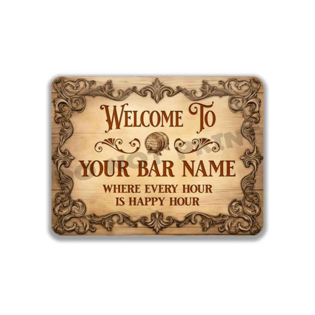 Personalized Vintage Etched Wood - Metal Tavern Sign Custom Metal Pub ...