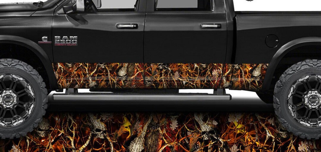 Flame Camo With Skulls Rocker Wrap Kit Truck SUV Vinyl Graphic Decal ...