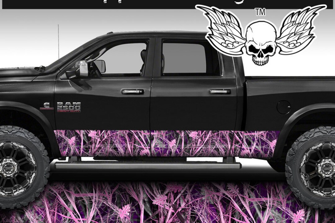 Pink Camo Rocker Panel Wrap Vinyl Graphic Decal Wrap Kit for Truck SUV ...