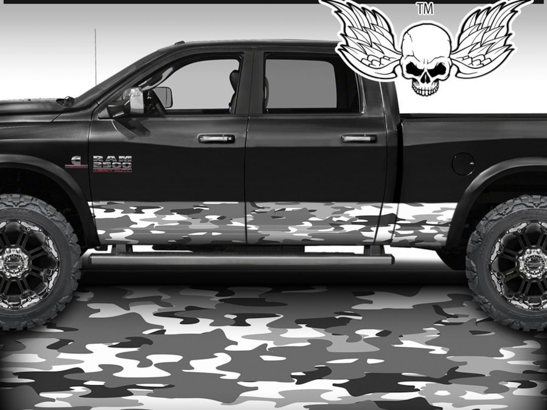 Rocker Panel Wrap - Snow Urban Camo Truck Side Graphic Decal Wrap Kit ...