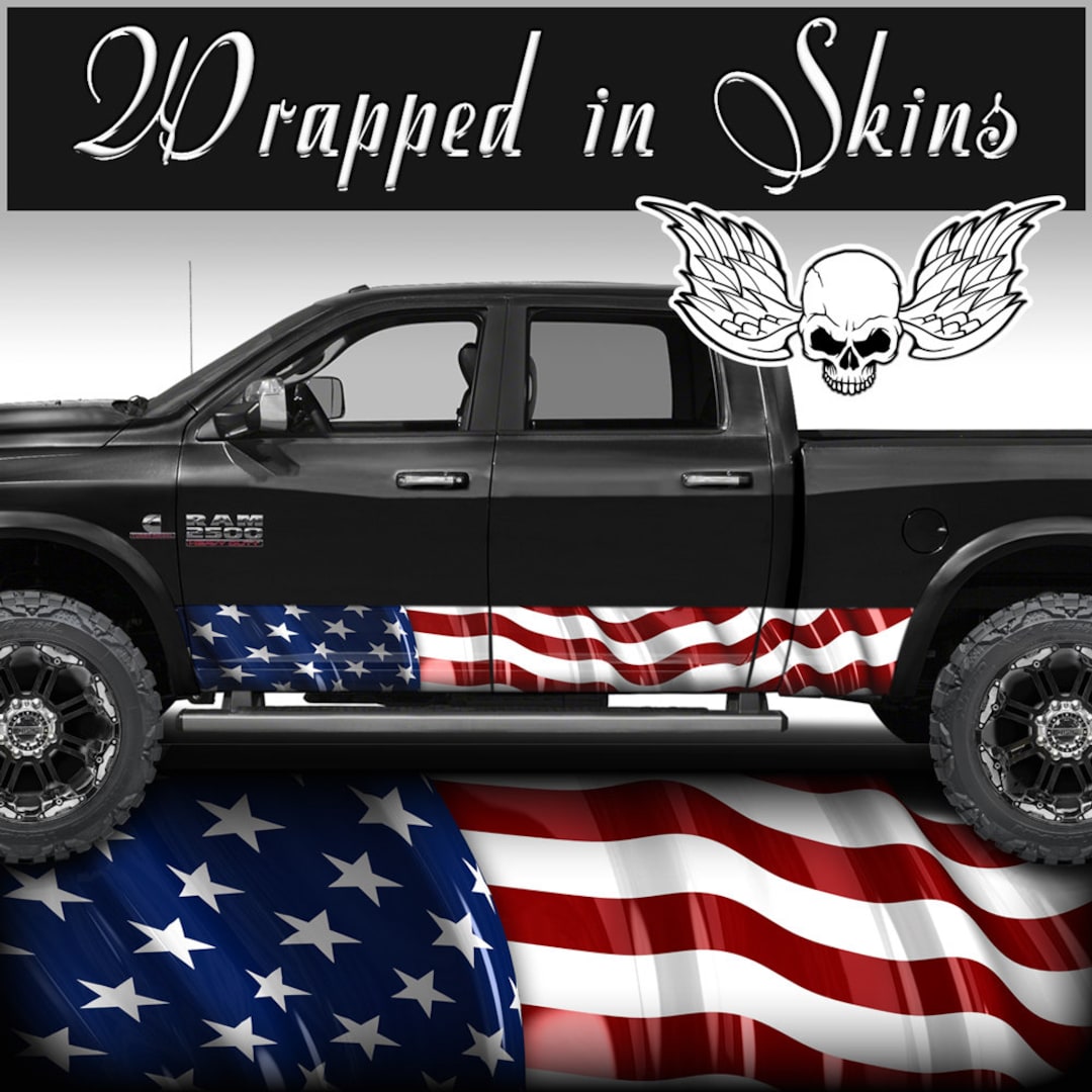 Rocker Wrap Vinyl Graphic Truck Side Decals American Flag Wrap Kit ...