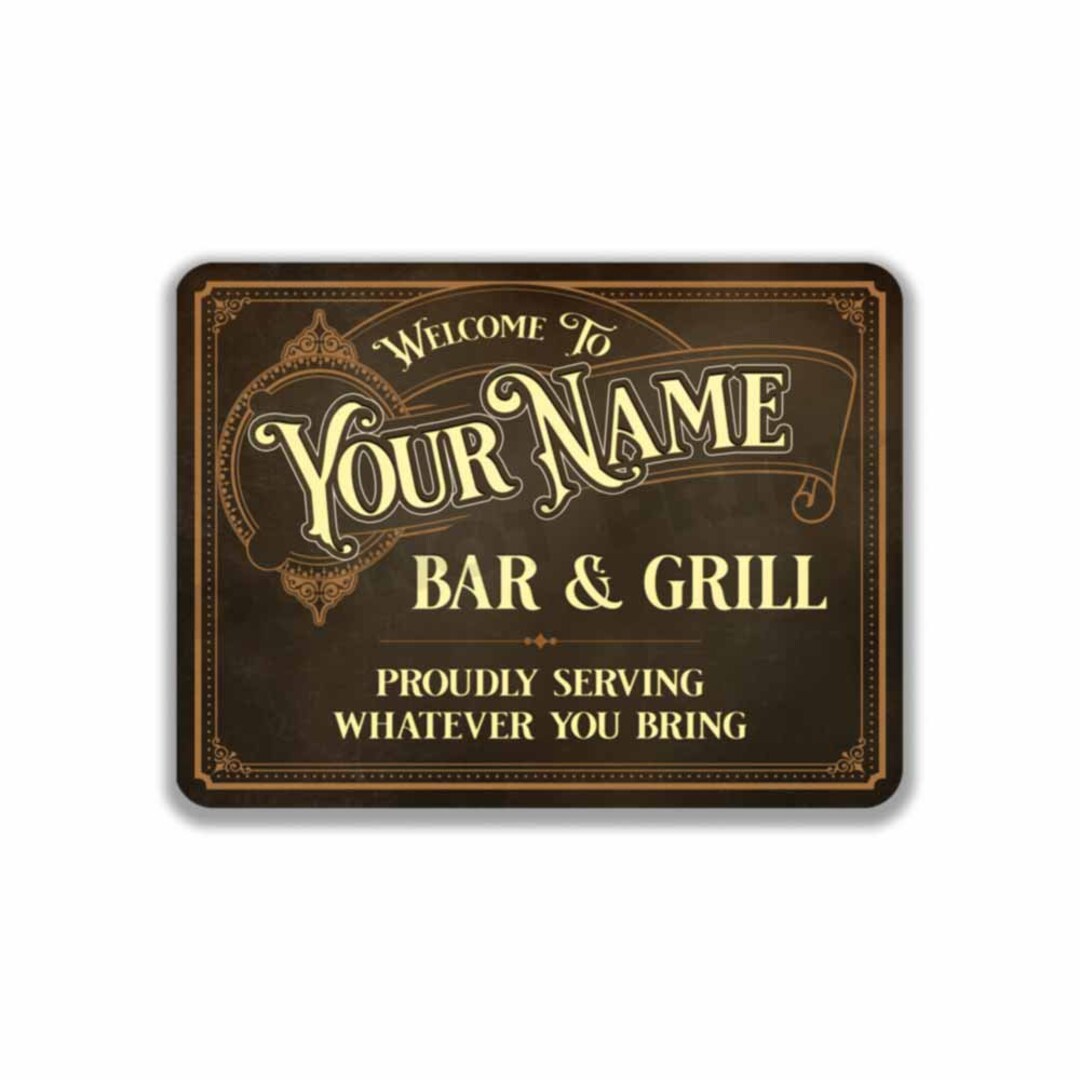 Personalized Vintage Bar and Grill - Metal Tavern Sign Custom Metal Pub ...