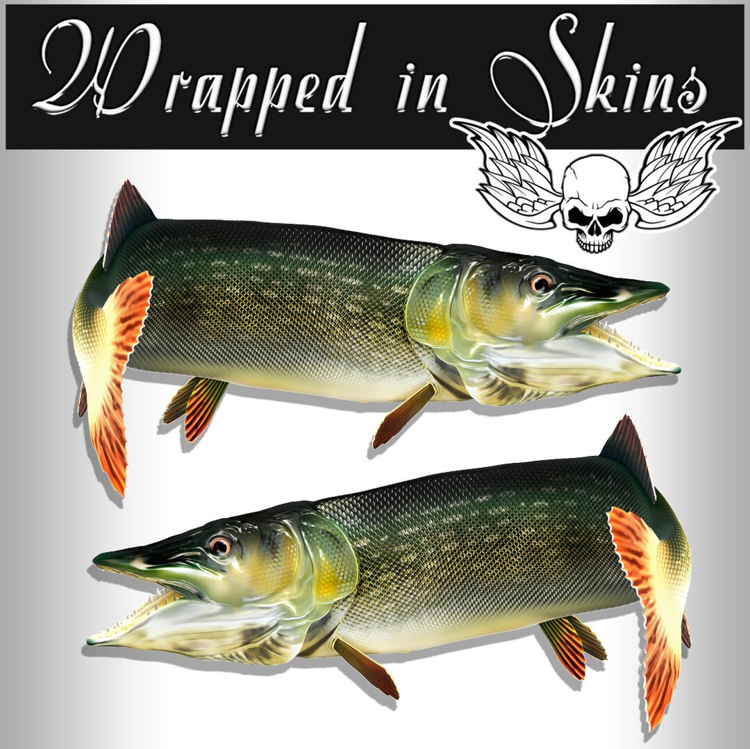 Pike Decals Fishing Stickers Tackle Box RV Truck Camper Trailer AFP ...