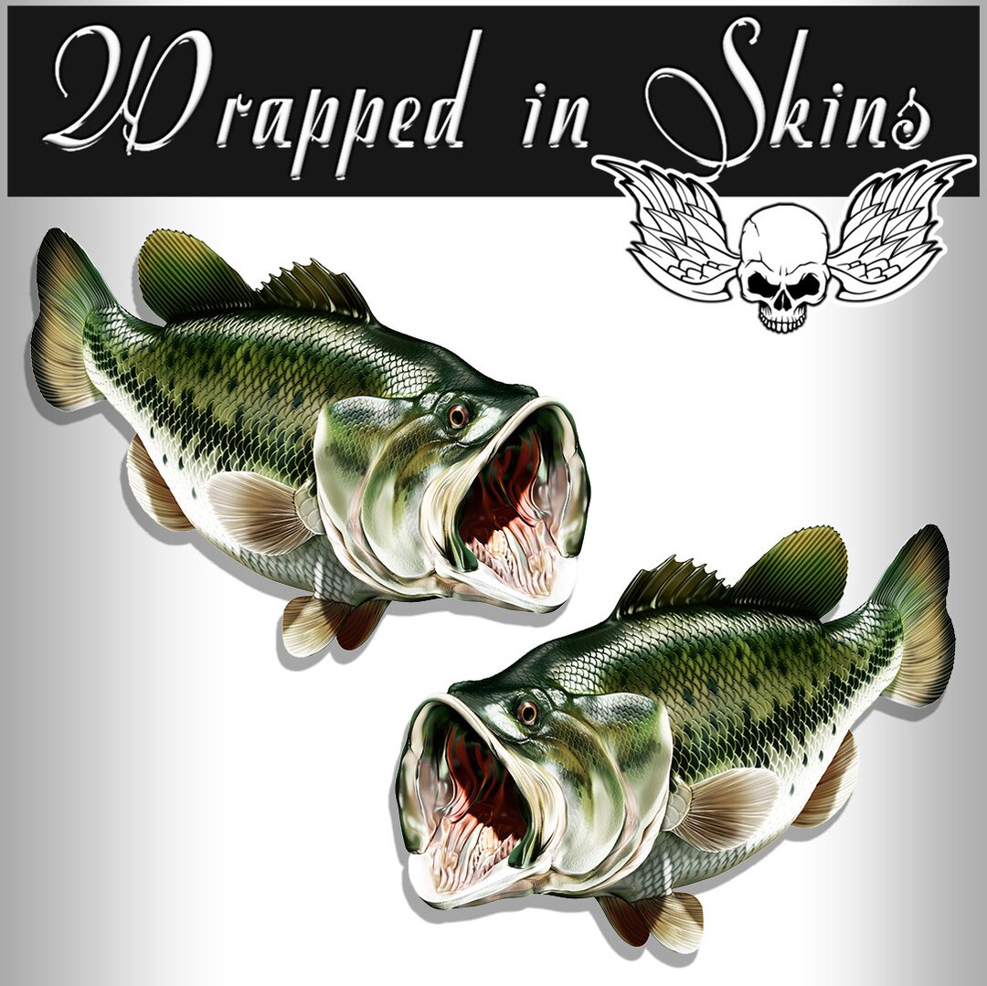 Bass Fish RV Decals Fishing Boat Graphics Set of 2 Mirrored Vinyl ...