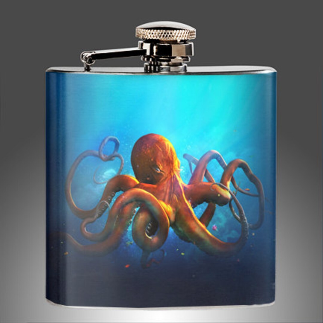 Octopus Flask - Stainless Steel Under the Sea Liquor Flask - - Etsy