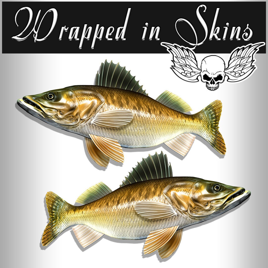 24" Walleye Fish RV Decals - Boat Graphics - Set of 2 Mirrored Vinyl ...