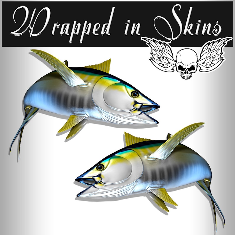 Yellowfin Tuna Fish Decals Fishing Stickers Tackle Box RV Truck Camper ...