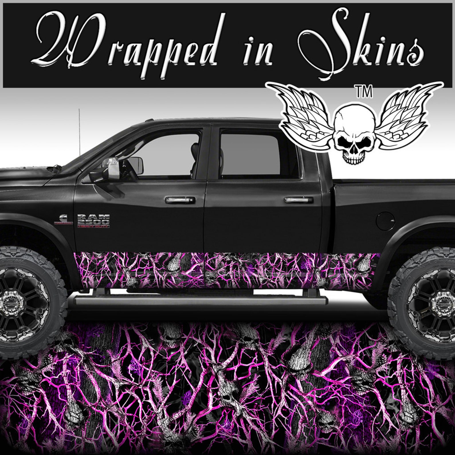 Rocker Panel Decals Rocker Panel Wrap Pink Camo Skull Camo | Etsy