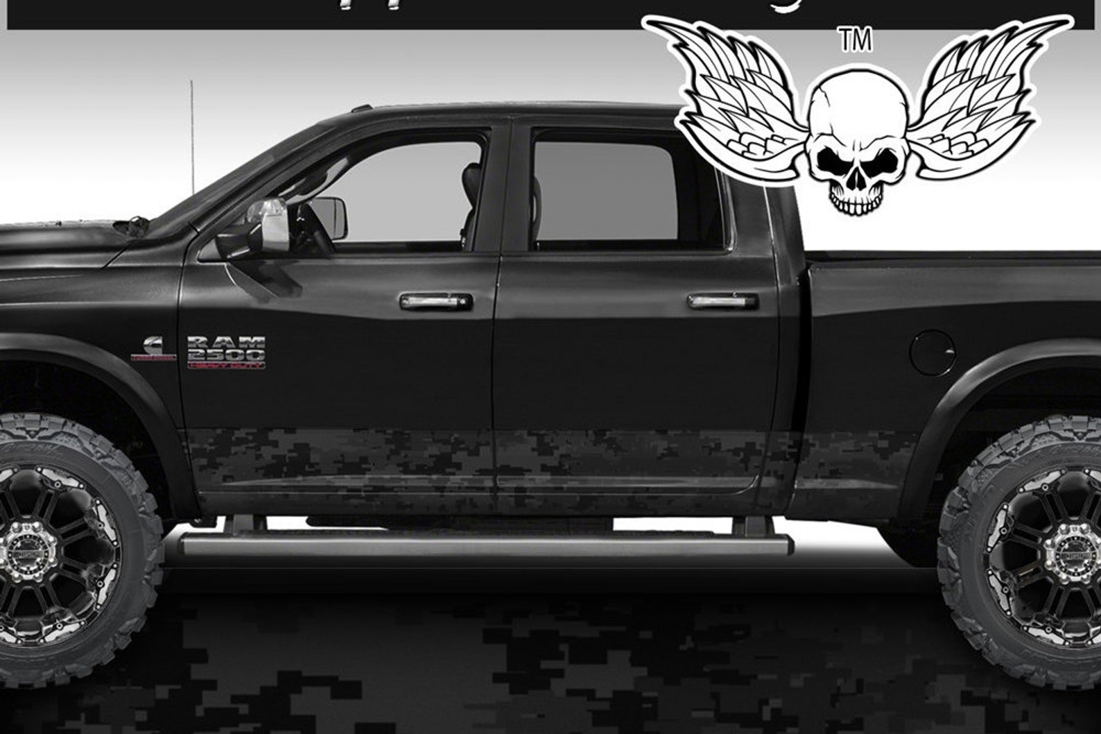 Truck Side Decal Rocker Wrap Kit Truck Black Camo Digital Camo | Etsy