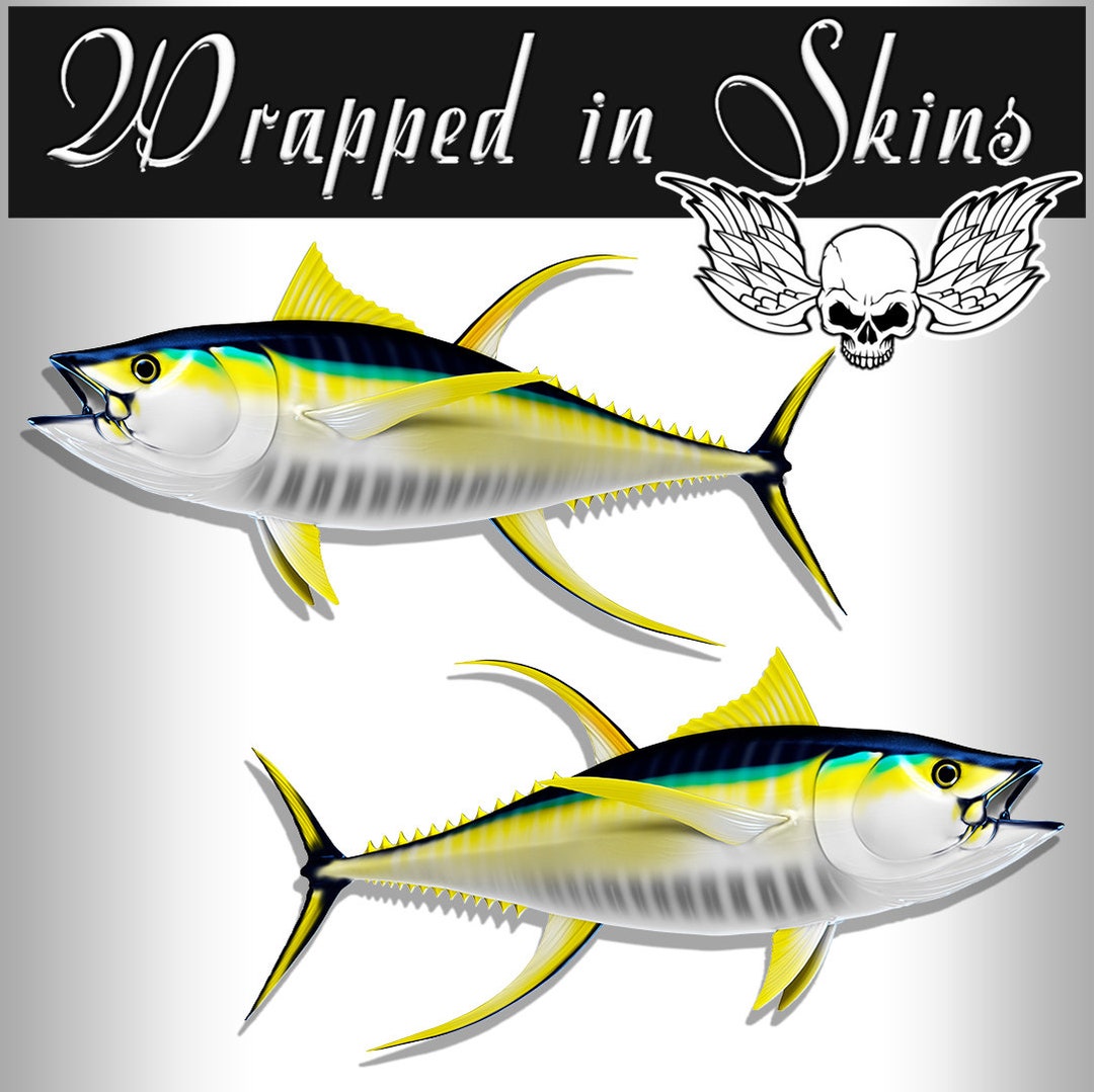 24" Yellowfin Tuna Fish RV Decals - Boat Graphics - Set of 2 Mirrored ...