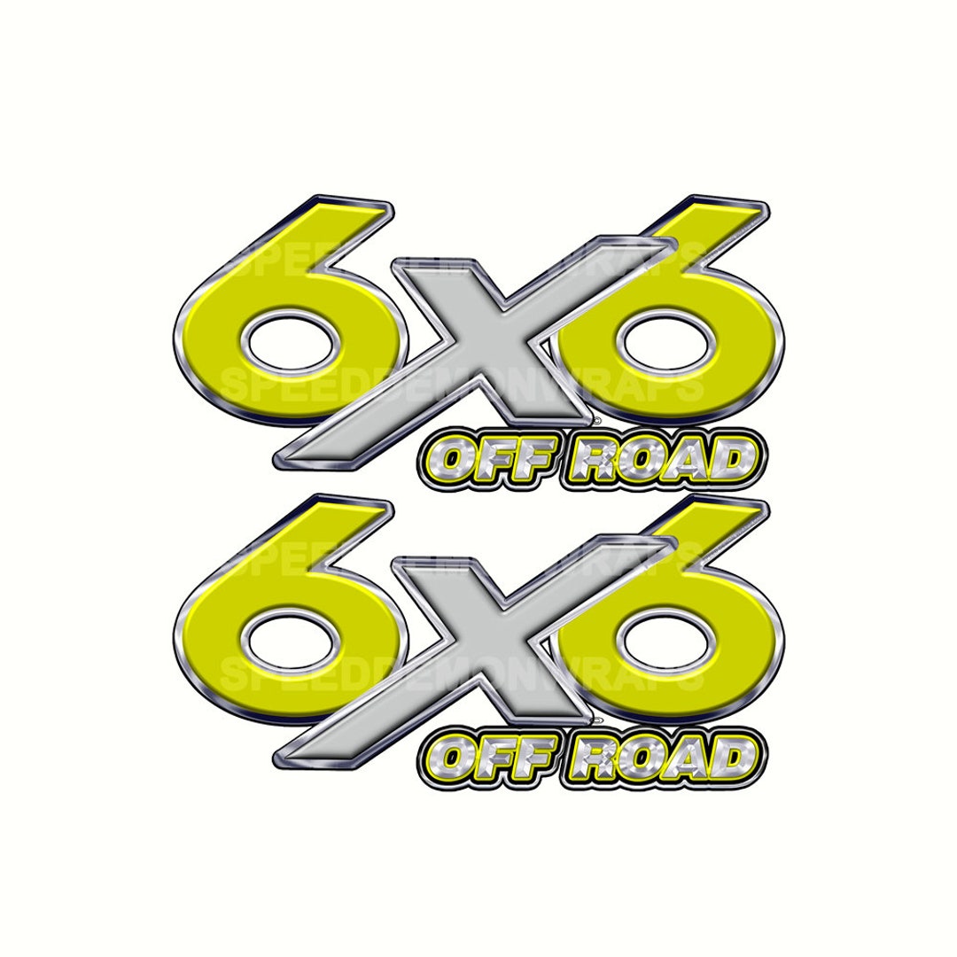 6x6 off Road Truck Bed Decals YELLOW W/ Chrome X - 2 Vinyl Graphic ...