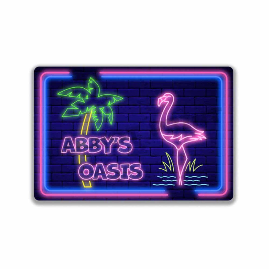 Personalized Backyard Oasis Sign, Customized Patio Sign, Neon Themed ...