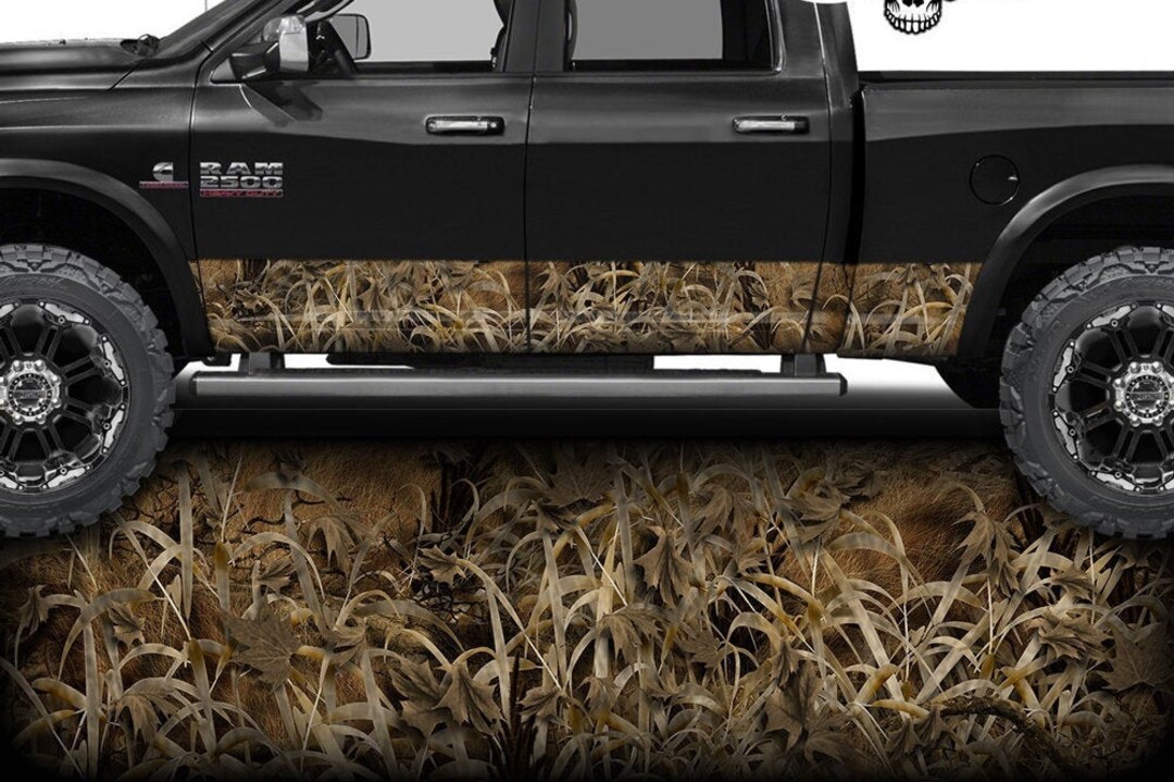Truck Accessories MATTE Rocker Panel Graphic Decal Wrap Camo Tallgrass ...