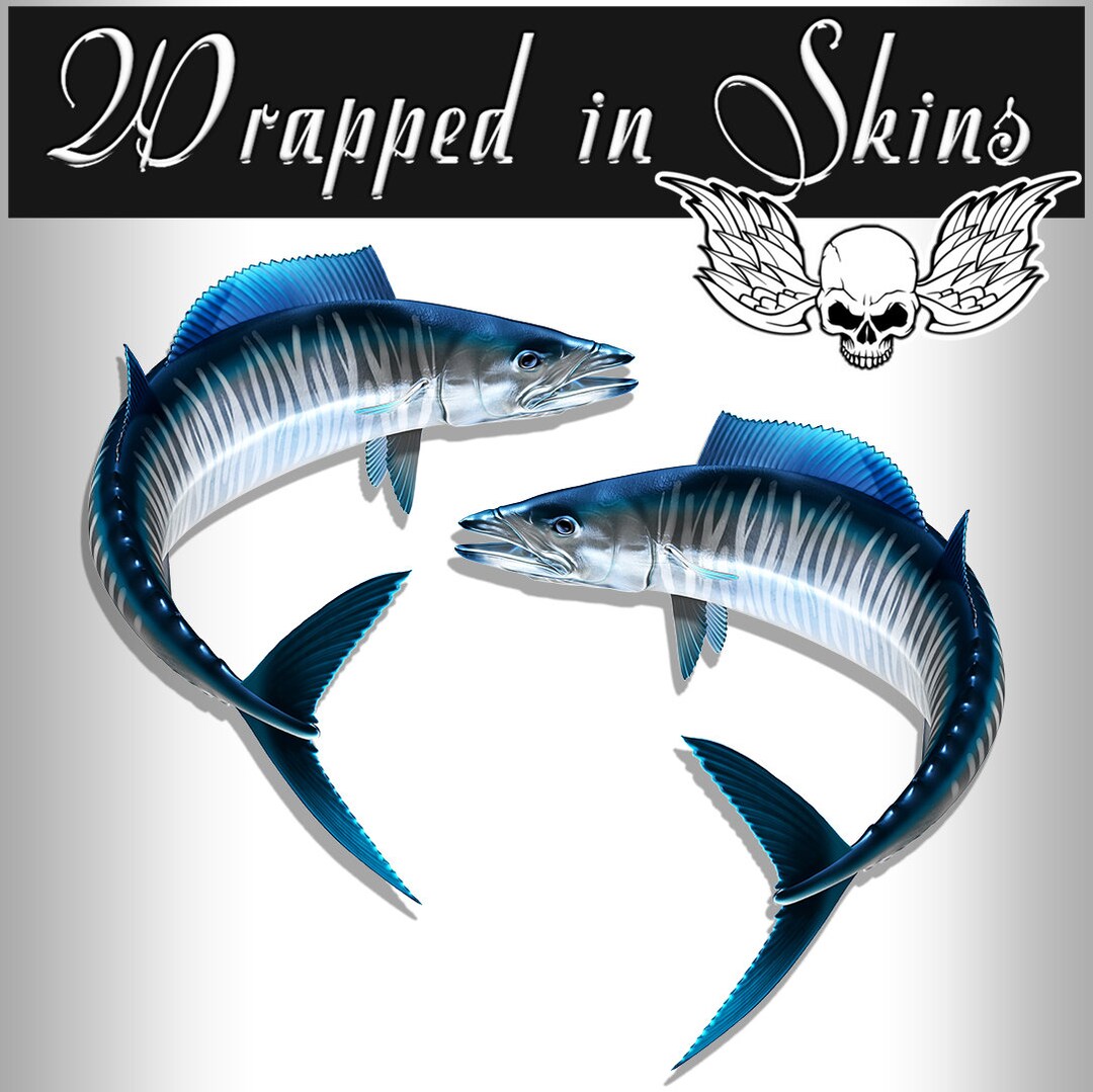 15" Wahoo Fish RV Decals - Boat Graphics - Set of 2 Mirrored Vinyl ...