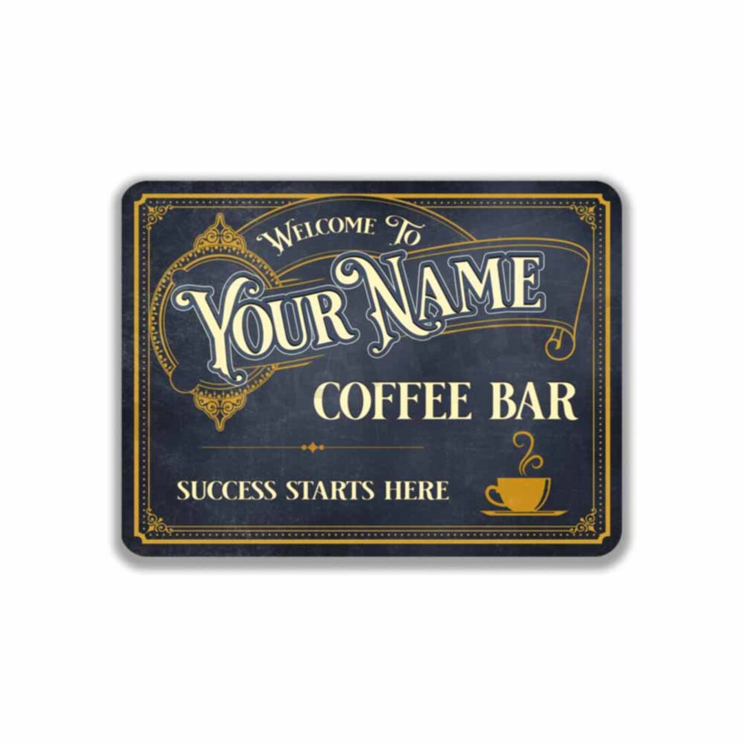 Personalized Vintage Coffee Bar - Metal Cafe Sign Custom Metal Coffee ...