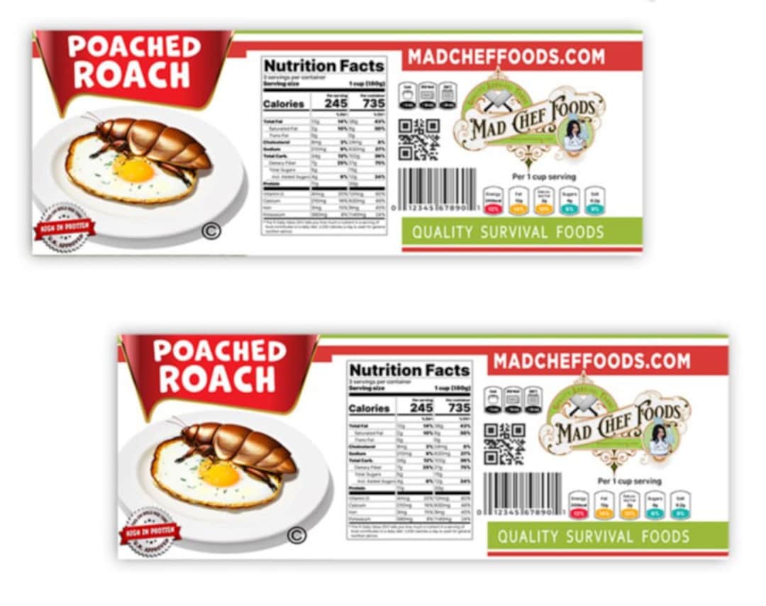 FUNNY CHRISTMAS Poached Roach Can Labels Stocking Stuffer Joke Gag Gift ...