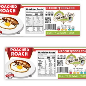 FUNNY CHRISTMAS Poached Roach Can Labels Stocking Stuffer Joke Gag Gift ...