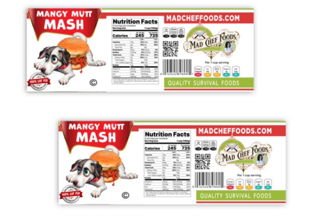 FUNNY CHRISTMAS Mangy Mutt Mash Can Labels Stocking Stuffer Joke Gag ...