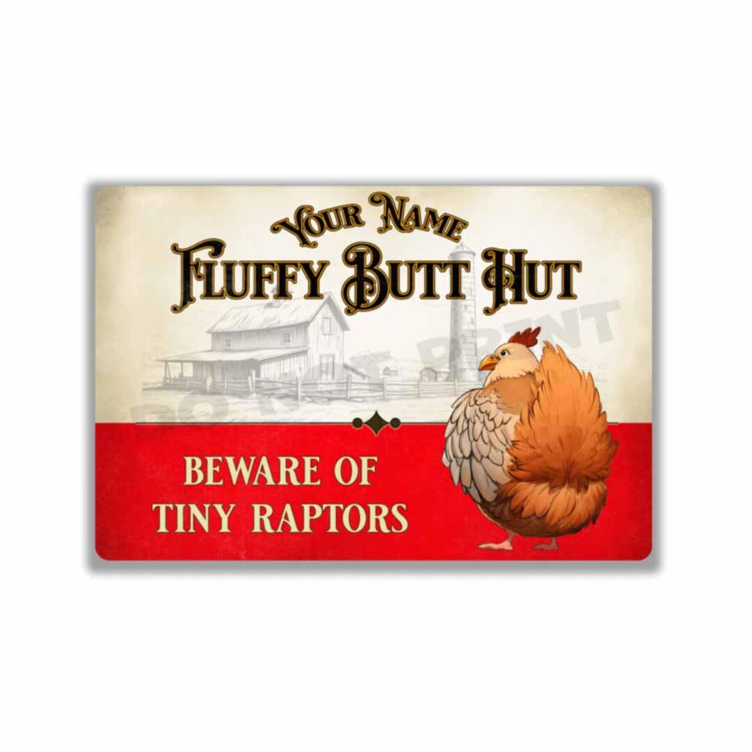 Personalized Fluffy Butt Hut Red and White - Metal Rustic Sign Custom ...