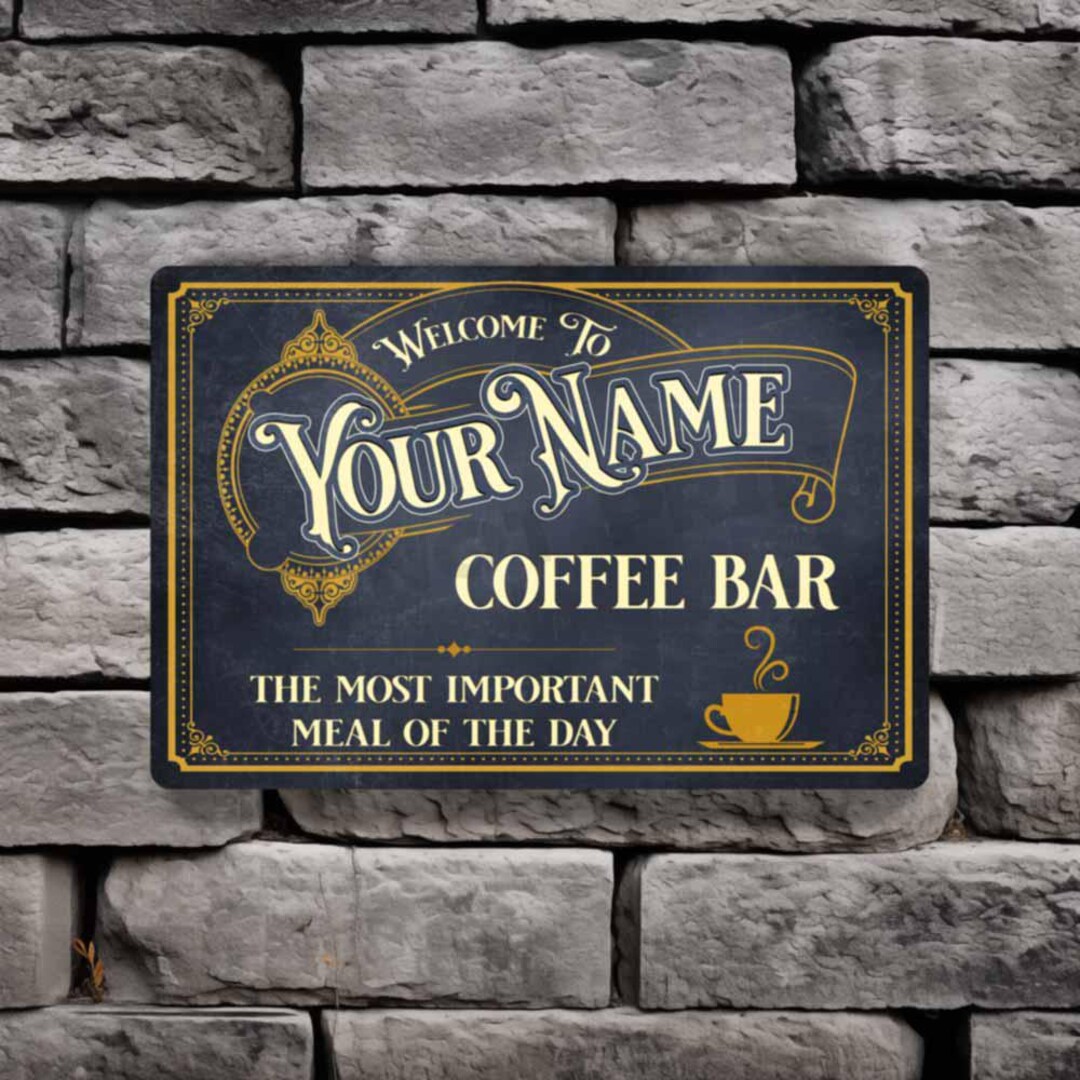 Personalized Vintage Coffee Bar - Metal Cafe Sign Custom Coffee Metal ...