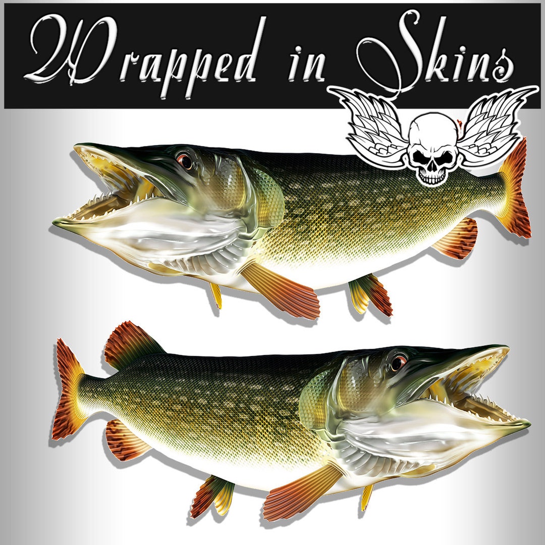 Pike Decals Fishing Stickers Tackle Box RV Truck Camper Trailer AFP ...