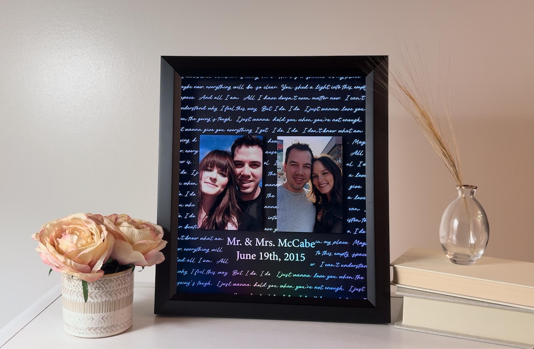 Personalized Anniversary Gift, Wedding Song Lyrics Frame, Custom LED ...
