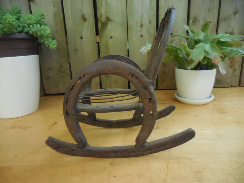 Folk Art hand made Horseshoe Rocking chair | Etsy