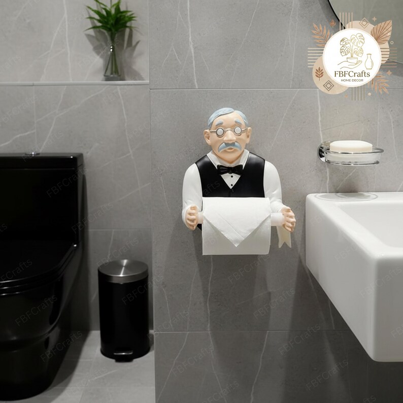 Toilet Paper Holder, Wall Mounted Tissue Rack, Washroom Wall Decor ...