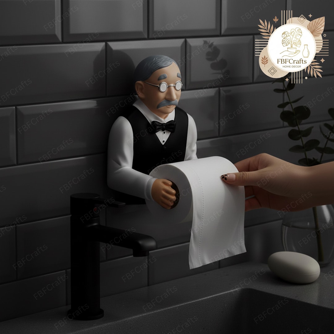 Toilet Paper Holder, Wall Mounted Tissue Rack, Washroom Wall Decor ...