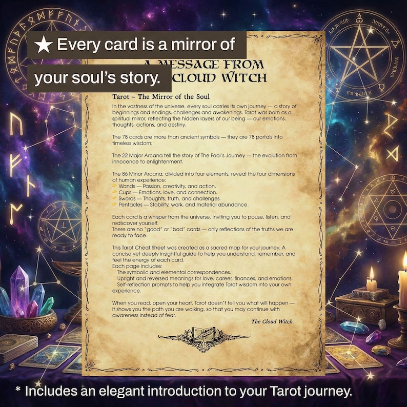 78 Tarot Card Meanings Study Guide Printable | Tarot Cheat Sheet ...